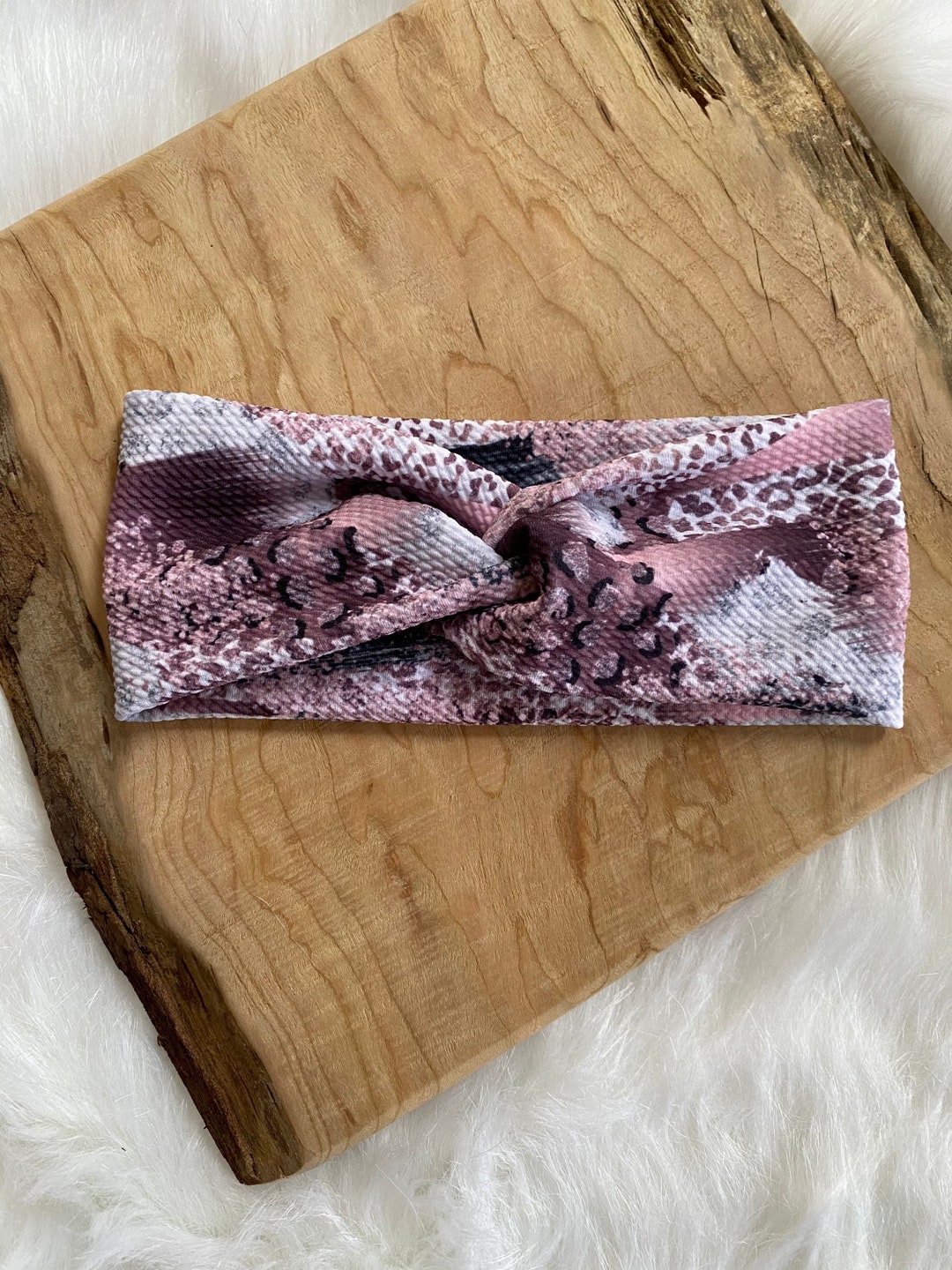 Bandeau torsadé léopard rose pailleté - Etsy France