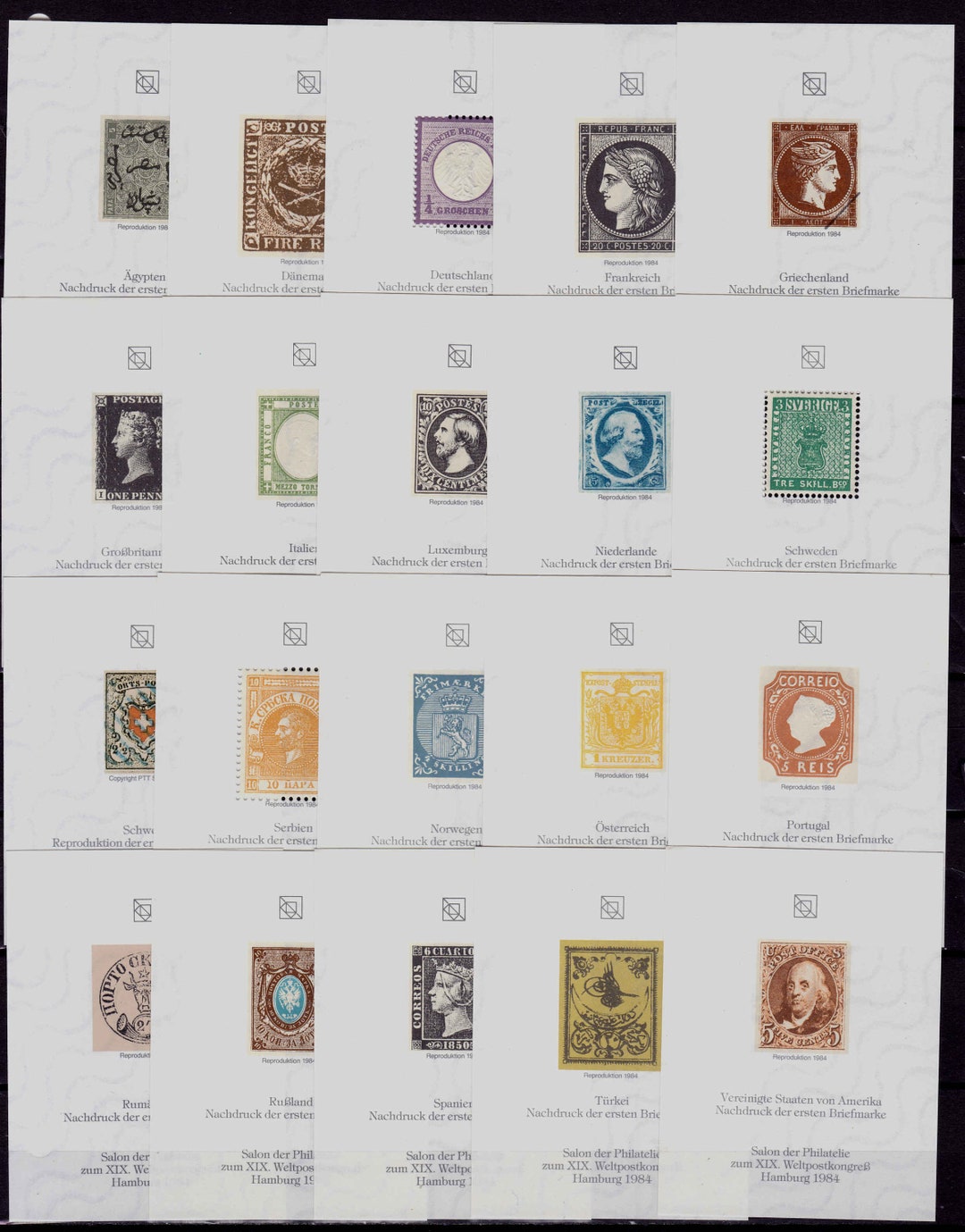 20 X Official Reproductions - the First Postage Stamps in the World at ...