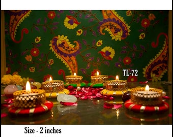 Set of 2 Multi Color Tea Light Holders Diwali Decor Handmade - Etsy
