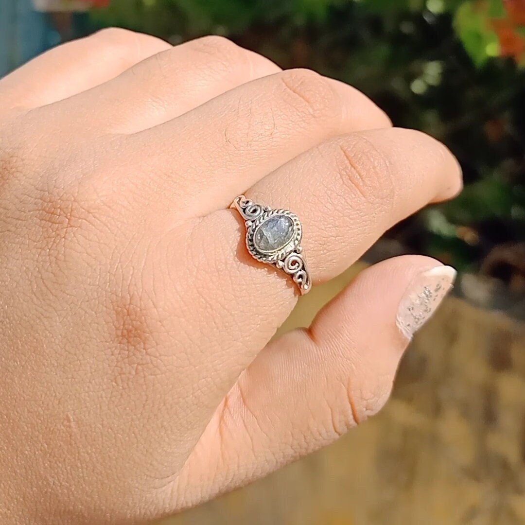 Labradorite Blue Stone Ring , Handmade Middle Finger Ring , Boho ...