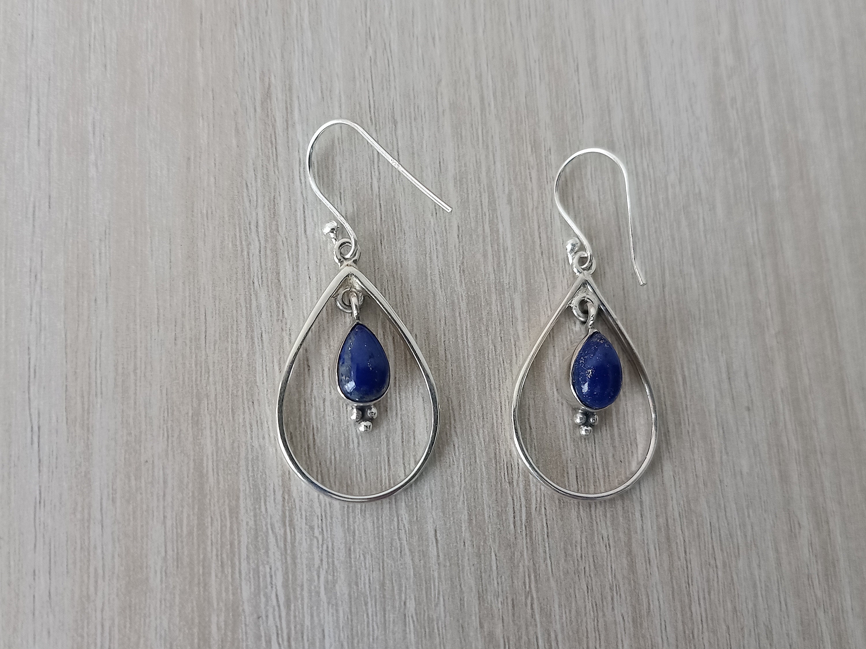 Lapis Sterling Silver Earring Lapis Earring Dangle Earrings Etsy