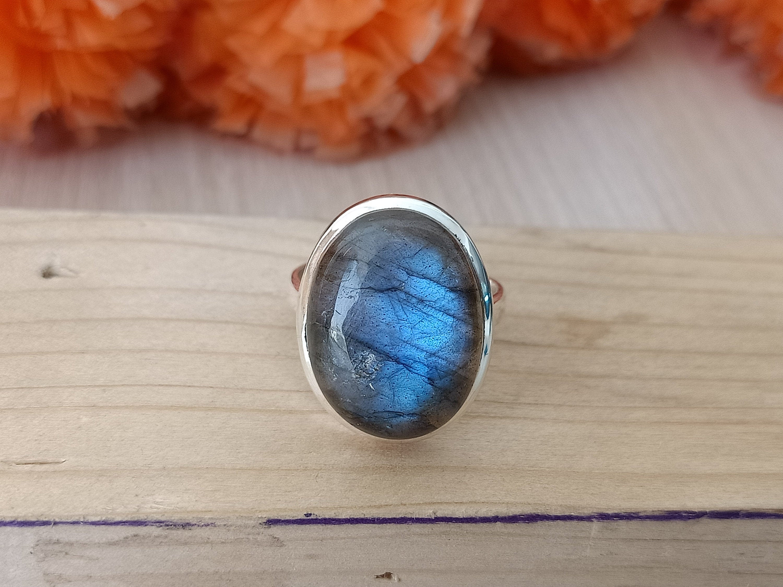 Labradorite blue stone ring handmade middle finger ring | Etsy
