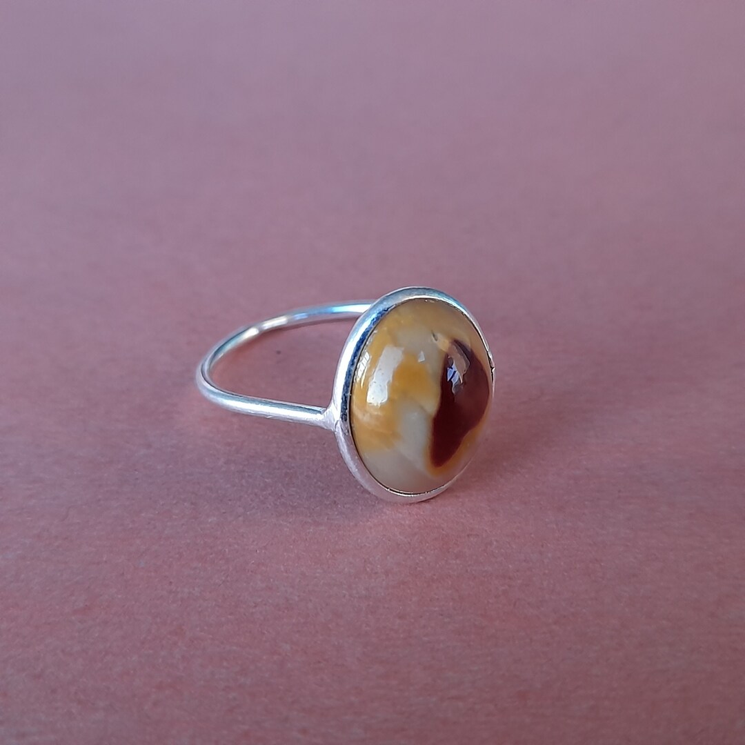 Simple Mookaite Ring, Oval Stone Ring, , Birthday, Statement Ring ...