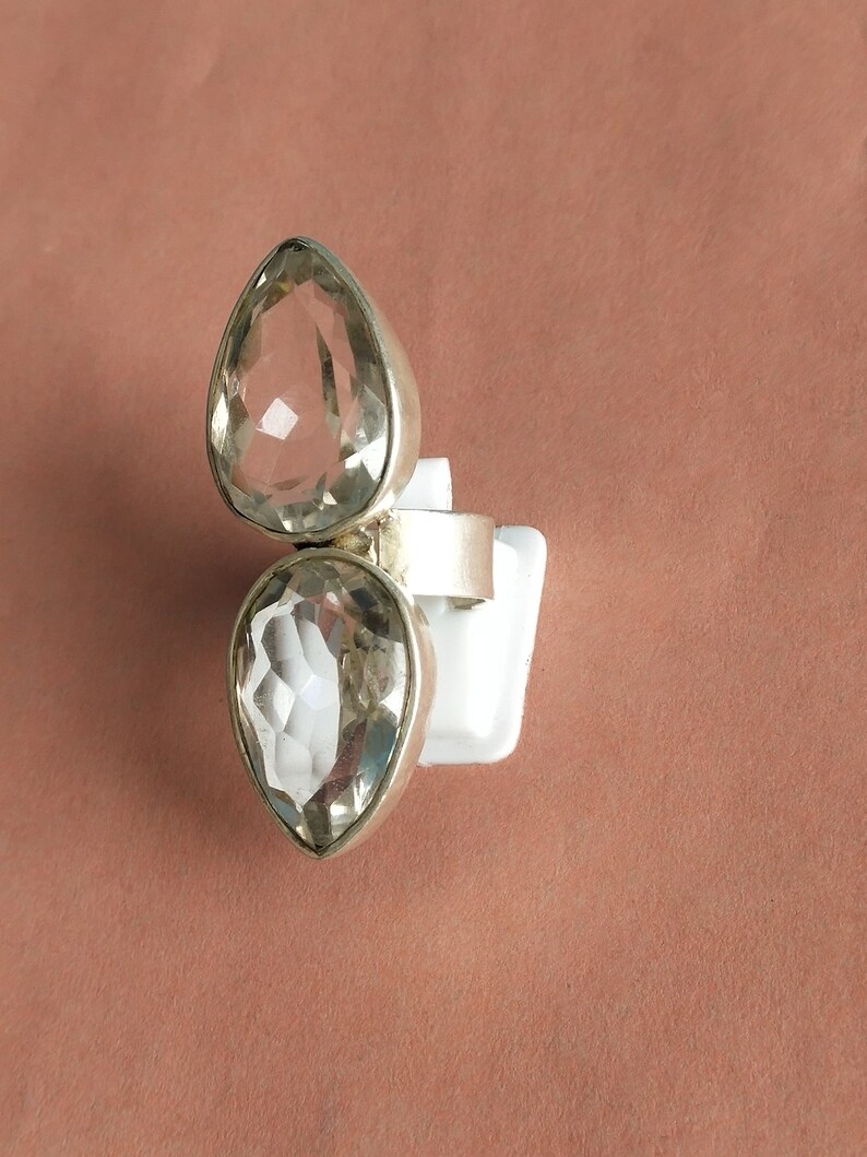 Dual Stone Crystal Ring , Big Size Crystal Ring , Handmade Ring ...