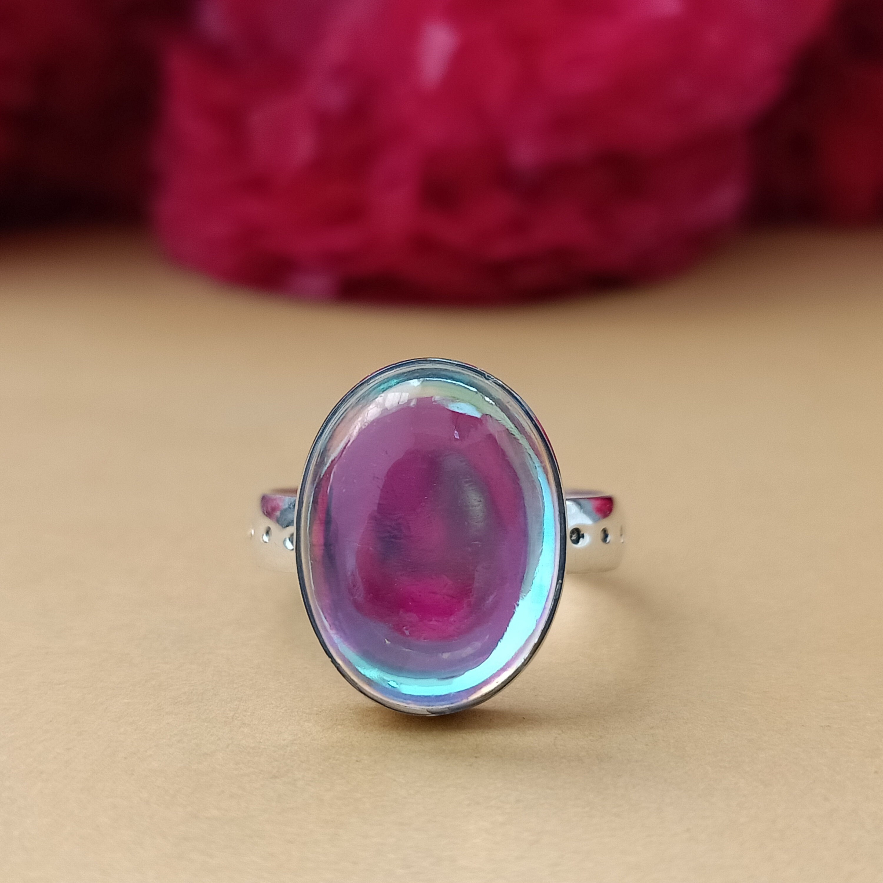 Rainbow Crystal Ring , Unique Bohemian Ring , Unique Silver Ring ...