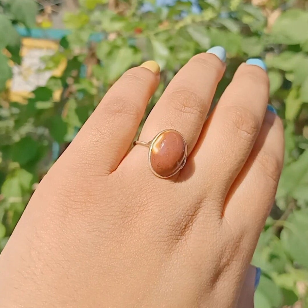 Natural Jasper Stone Ring , Handmade Jasper Ring , Oval Shape Ring ...
