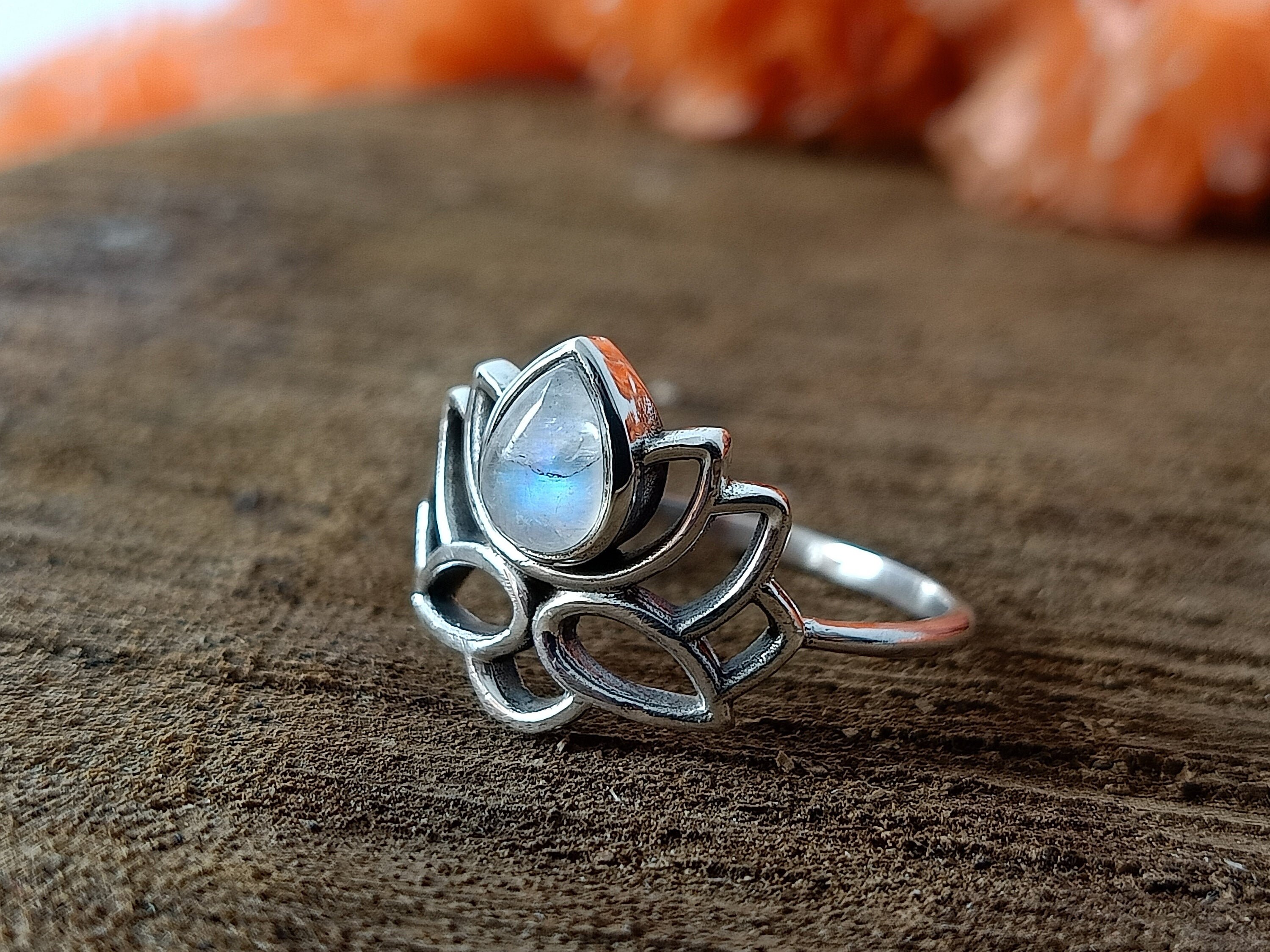 Moonstone Stacking silver ring Hand crafted Silver ring | Etsy
