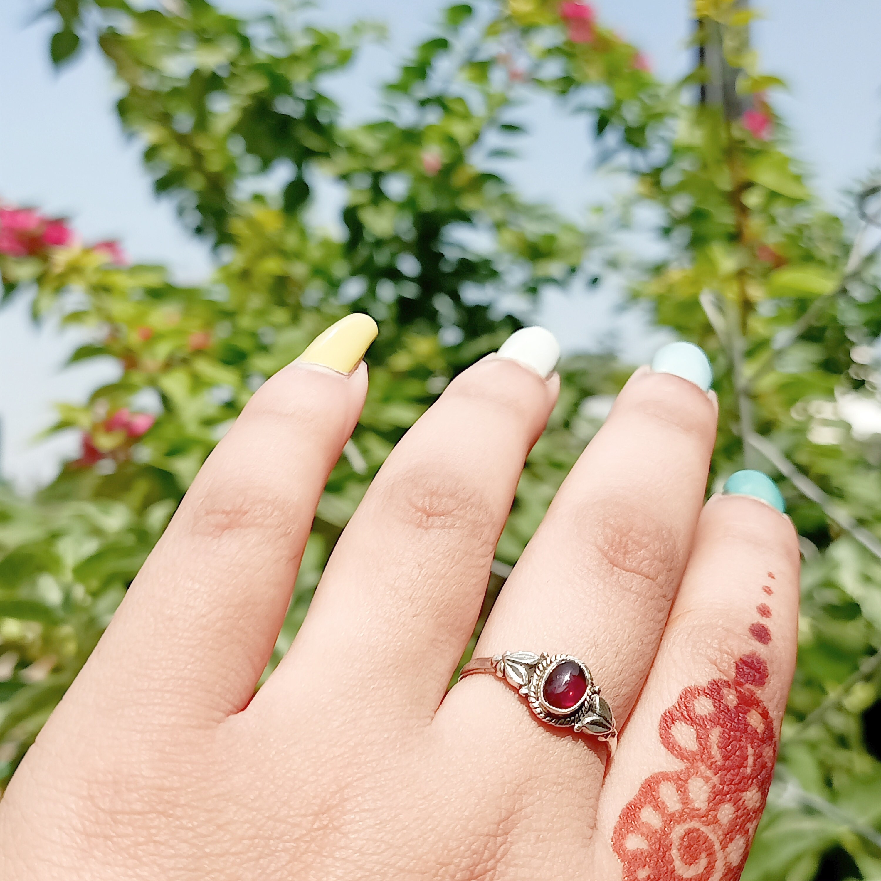 Boho Ring Boho Ringgarnet Silver Ring red Stone Ring - Etsy