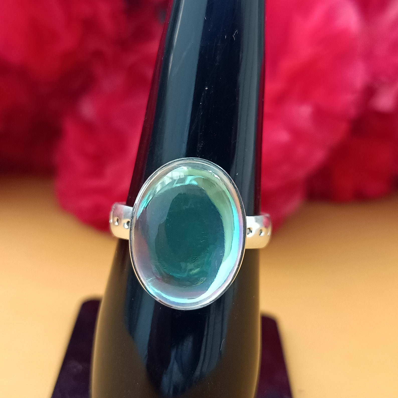Rainbow Crystal Ring Unique Bohemian Ring Unique Silver | Etsy