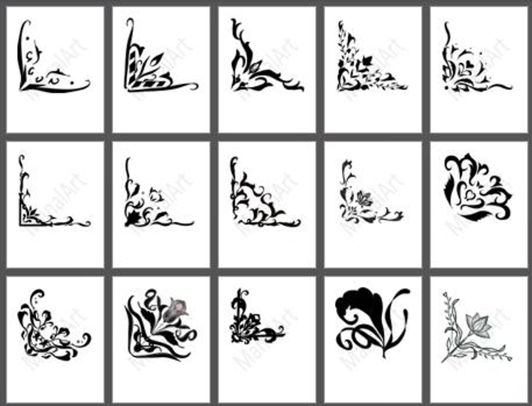 Ornamental Corner Graphics, Decorative Elements (digital Png Files) - Etsy