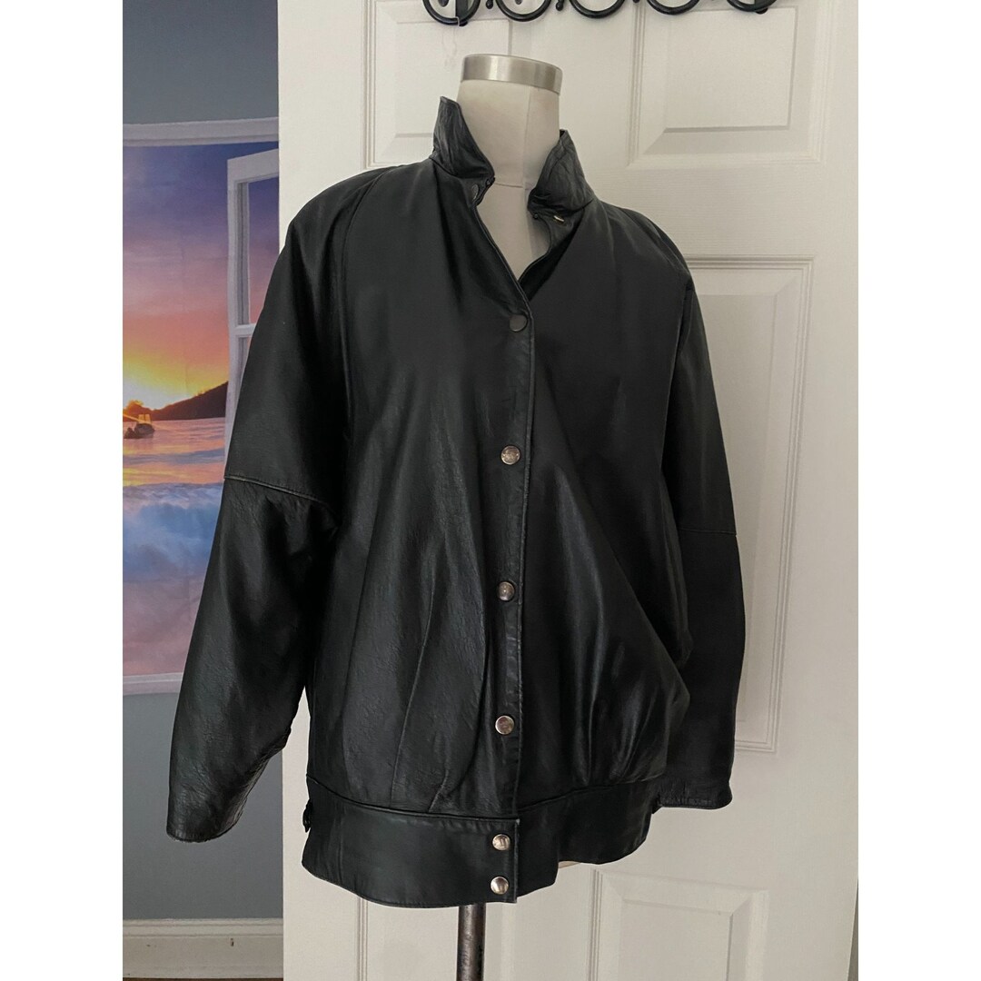 Vintage Miss Astor Black Leather Jacket Fits M/L - Etsy