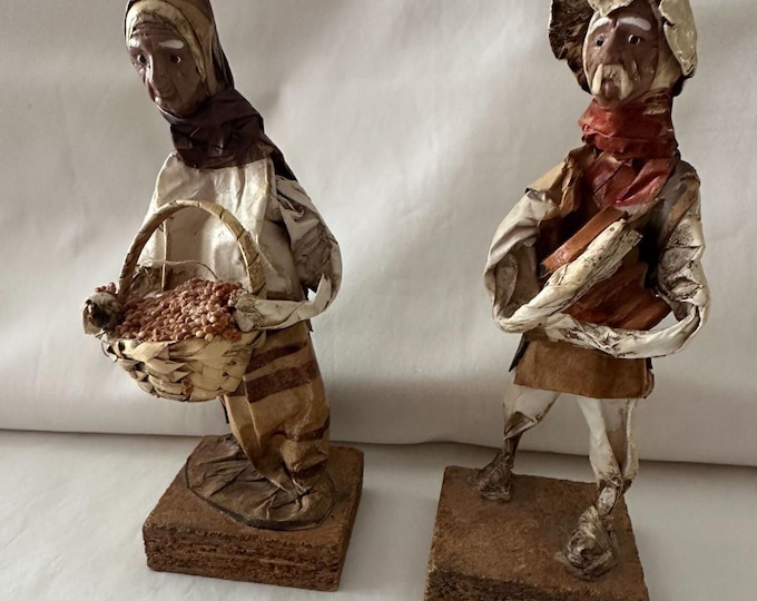 Vintage Mexican Folk Art Paper Mache Sculptures, Mexican Village People ...