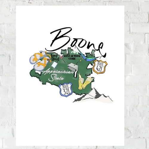Boone North Carolina Printable Map Boone NC Wall Art - Etsy