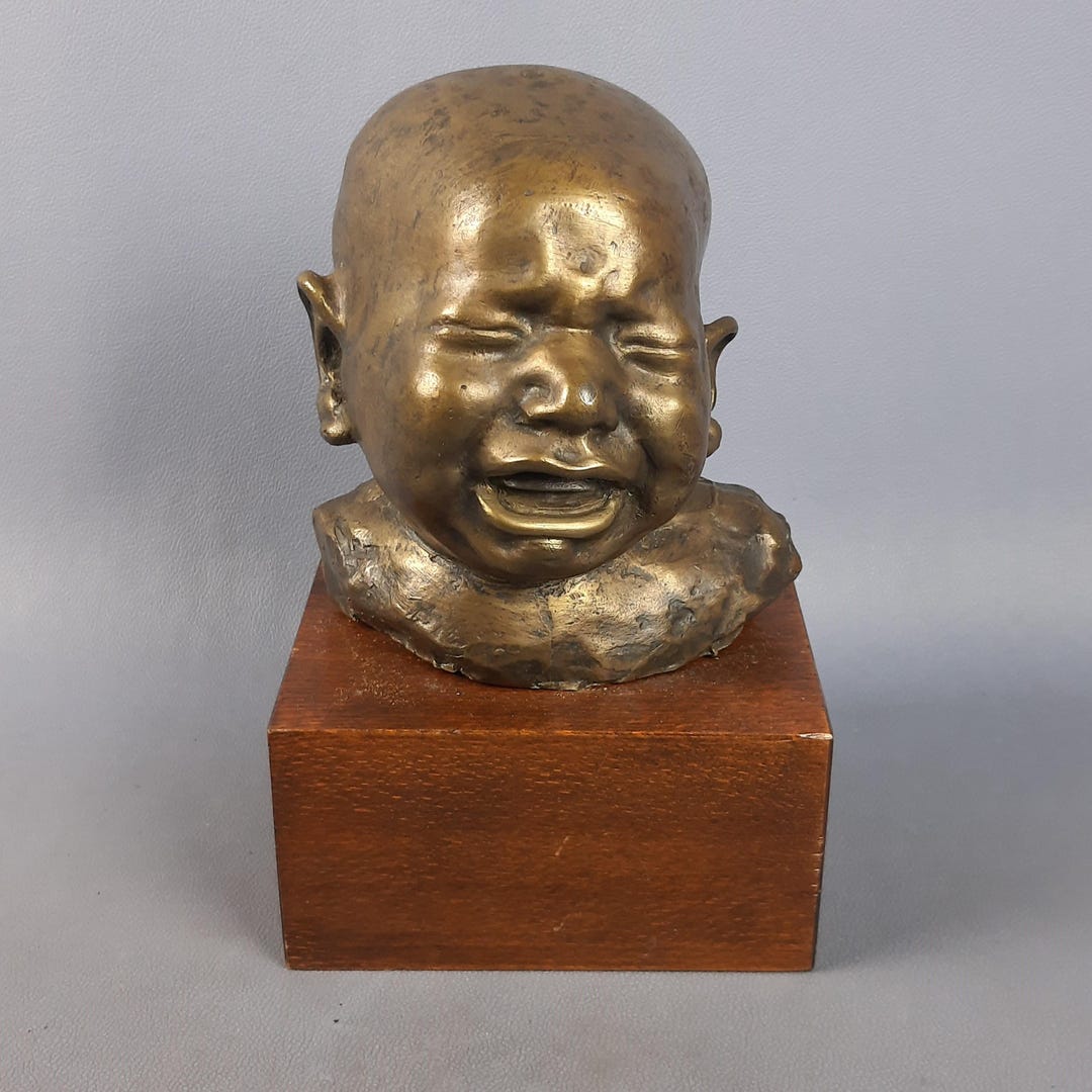 Bronze Bust Sculpture of a Crying Child From Todescalo, Vintage ...