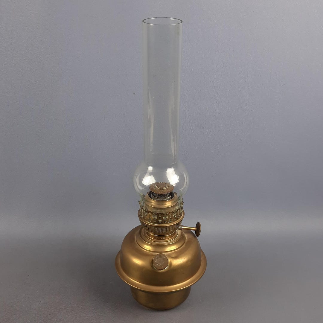 Antique Matador Brenner Art Nouveau Oil Lamp, Brass and Glass, 1930s ...