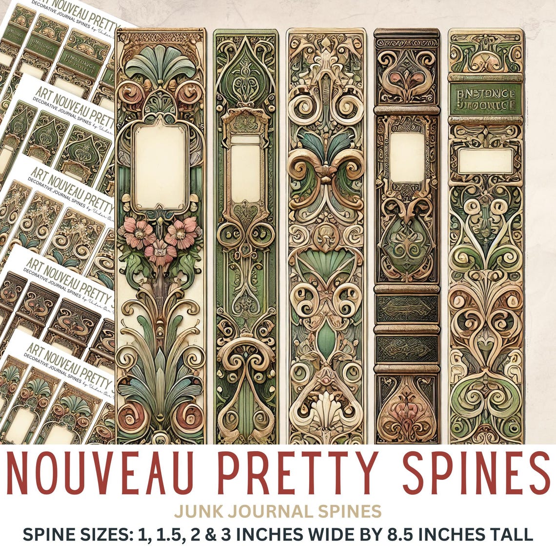 Pretty Spines Junk Journal Supply Printable Art Nouveau Digital ...