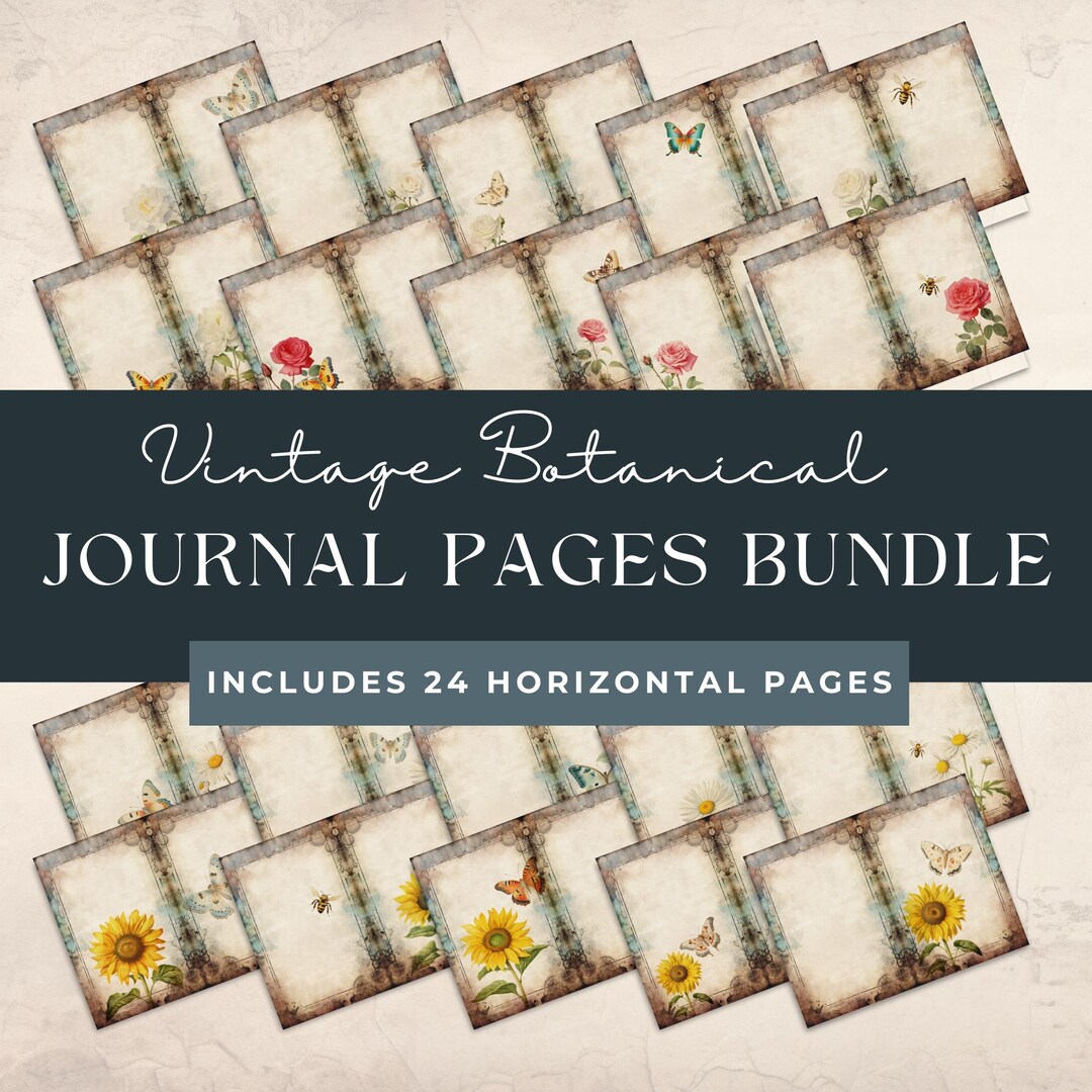 Vintage Junk Journal Printable Bundle Botanical Journal Kit Journal ...