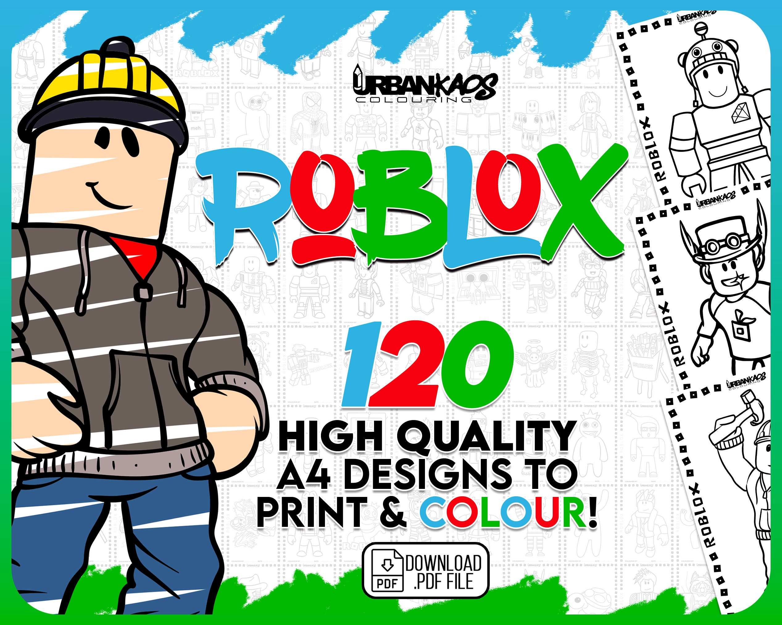 Roblox 120 PRINT YOURSELF Colouring Pages Urban Kaos - Etsy