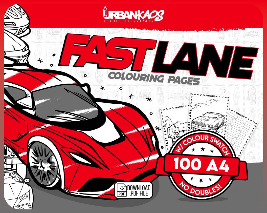 Fast Lane / Cars 100 PRINT YOURSELF Colouring Pages Urban Kaos ...
