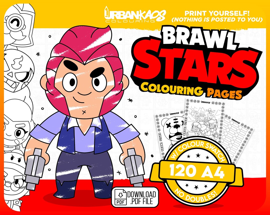 Brawl Stars 120 PRINT YOURSELF Colouring Pages Urban Kaos Colouring - Etsy