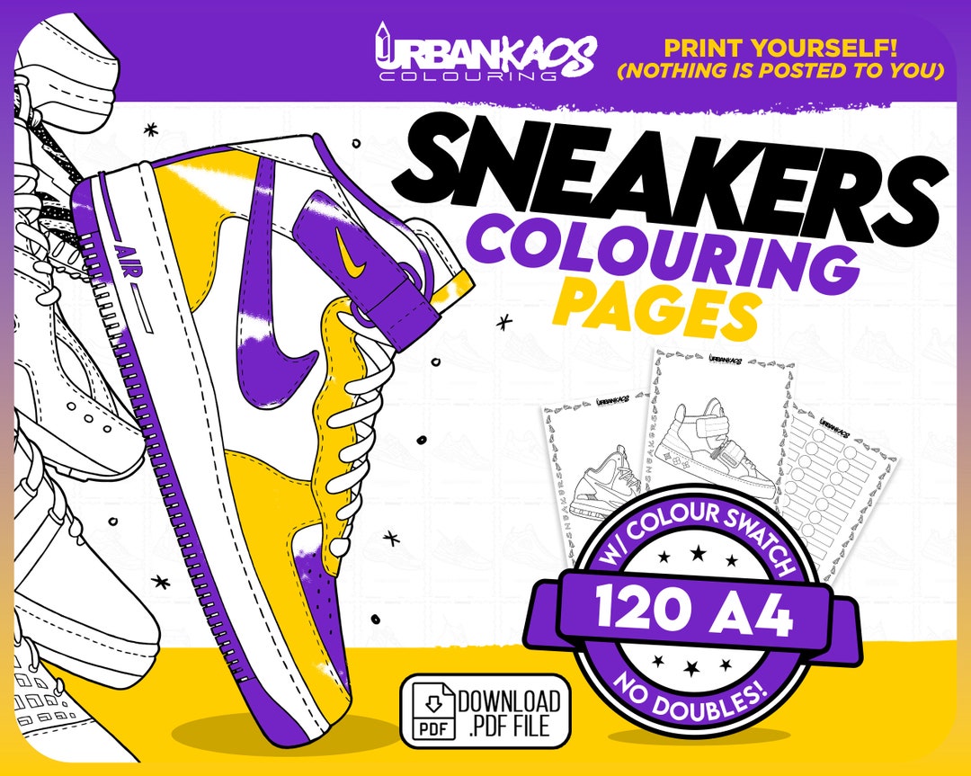 Sneakers / Trainers 120 PRINT YOURSELF Colouring Pages Urban Kaos ...