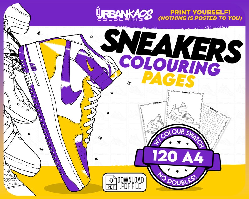 Sneakers / Trainers 120 PRINT YOURSELF Colouring Pages Urban Kaos ...
