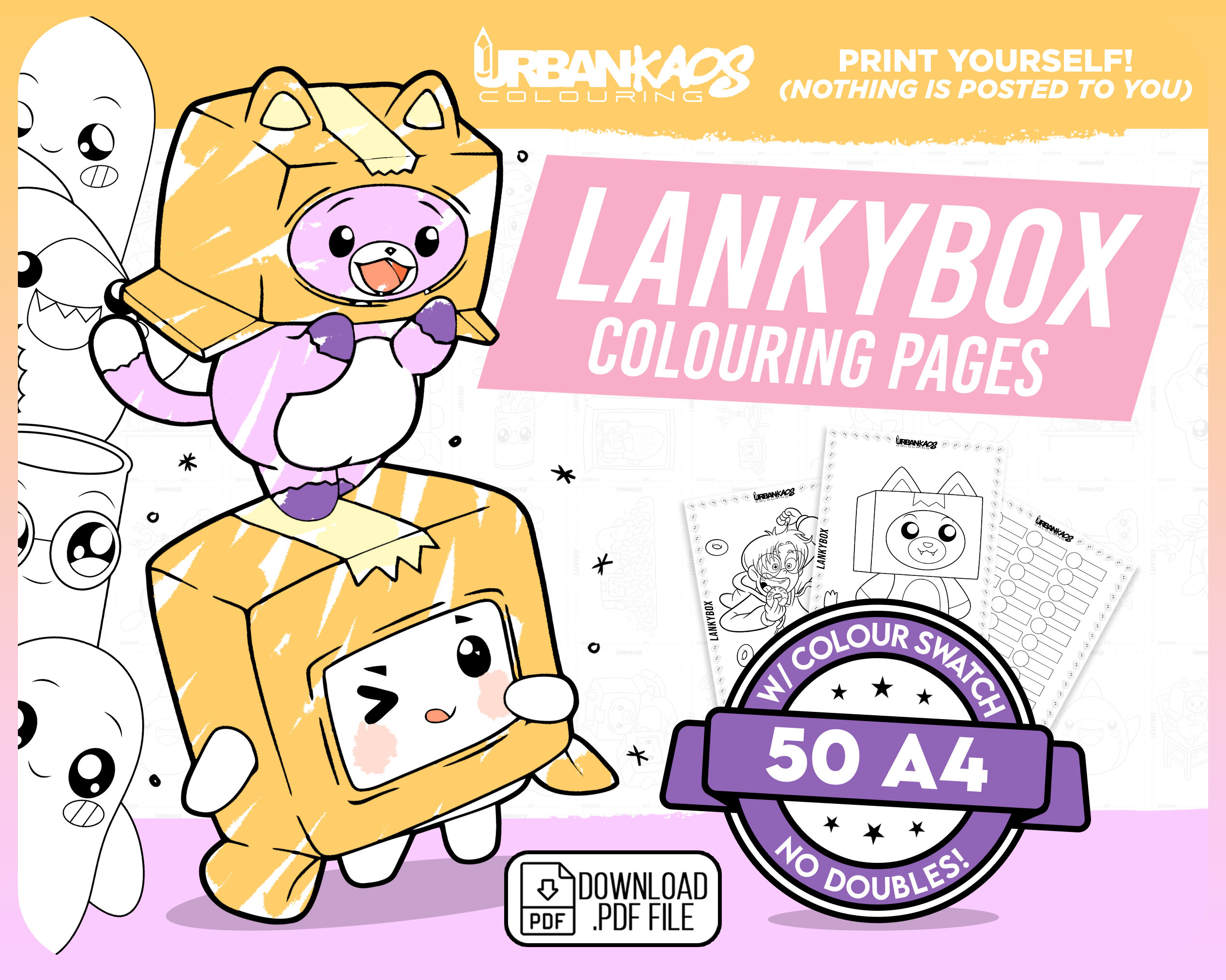 Lankybox 50 PRINT YOURSELF Colouring Pages Urban Kaos Colouring - Etsy