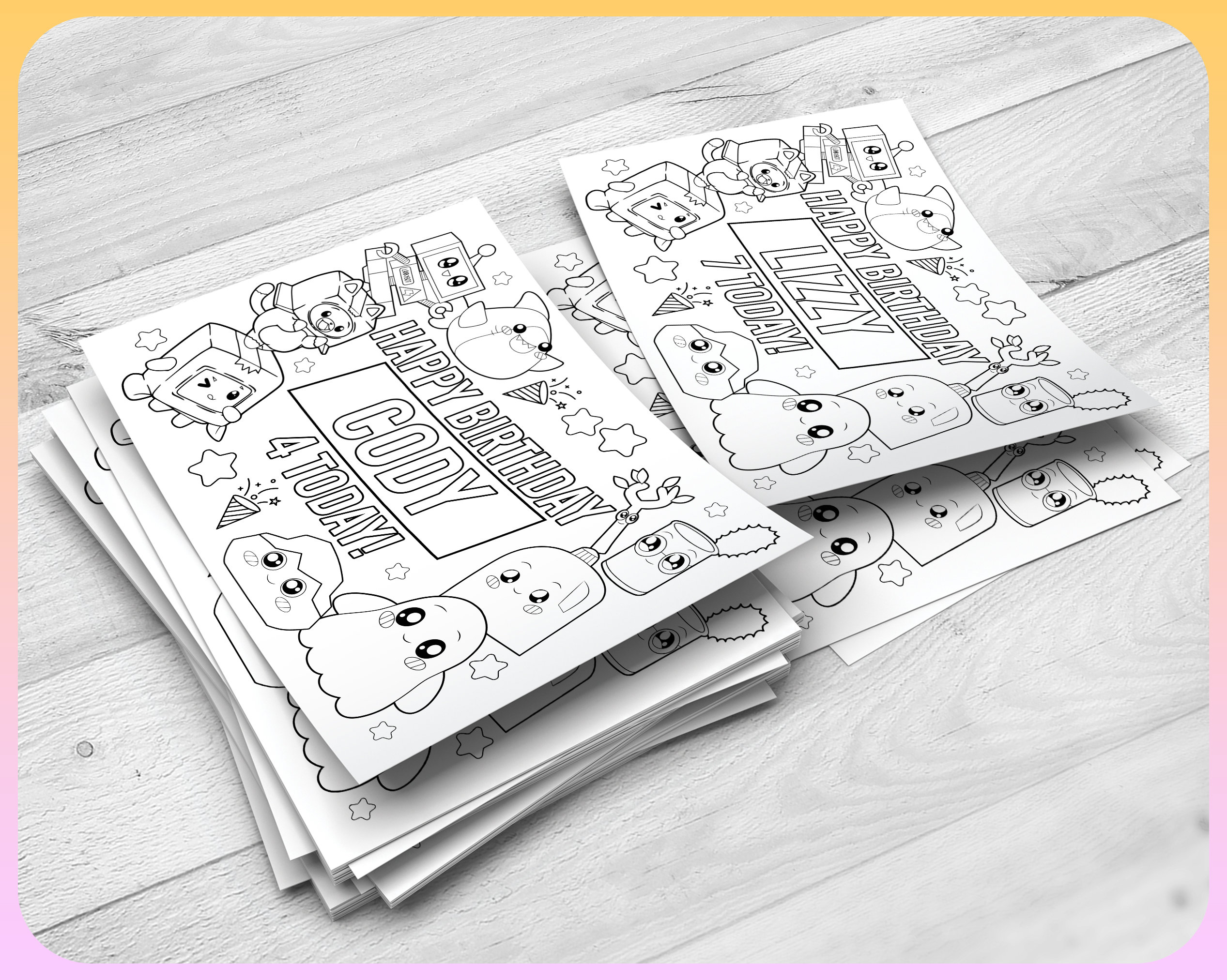 Lankybox Personalised Birthday Colouring Page / Placemat Urban Kaos ...
