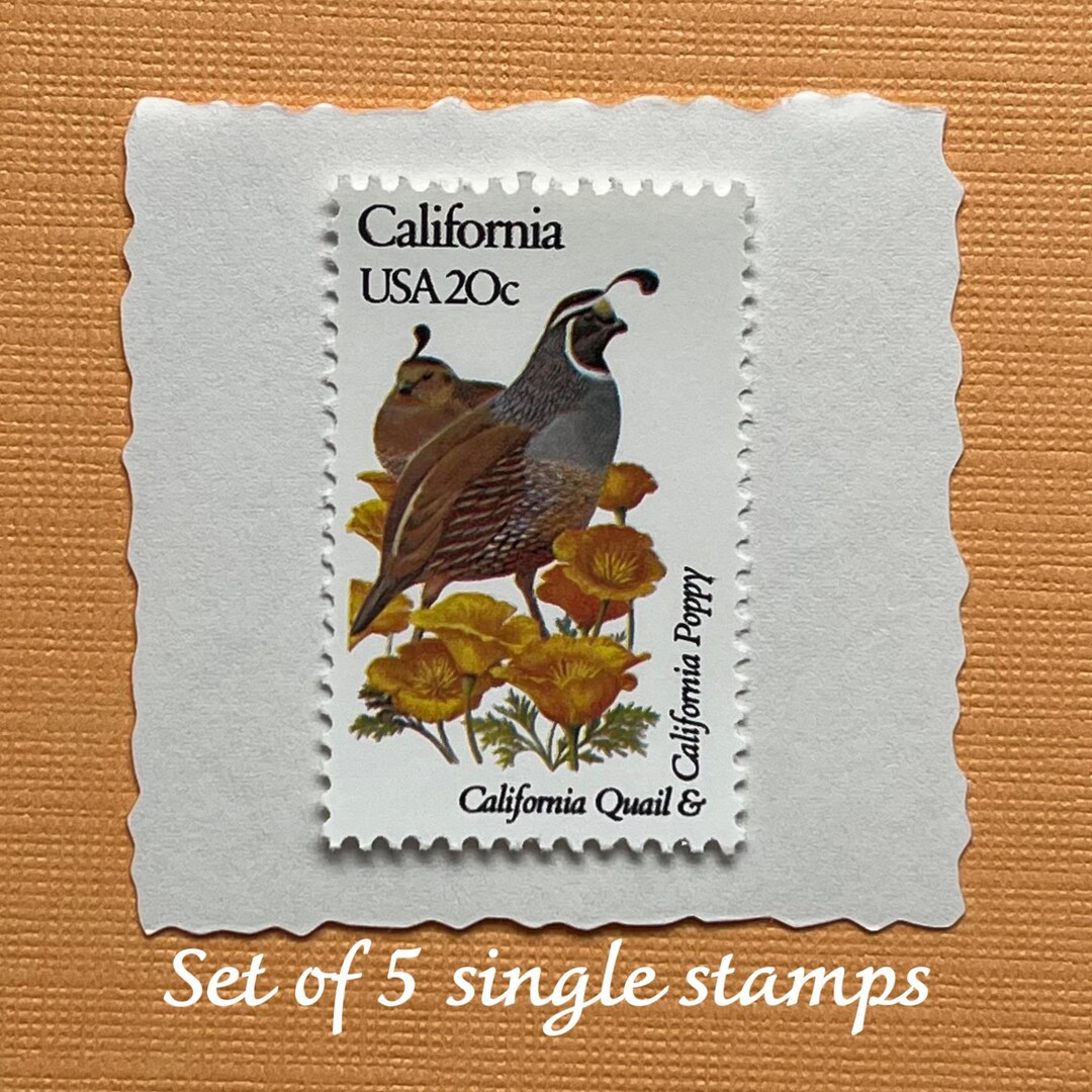 Vintage California Quail & Poppy Postage Stamps: 1982 Wedding ...