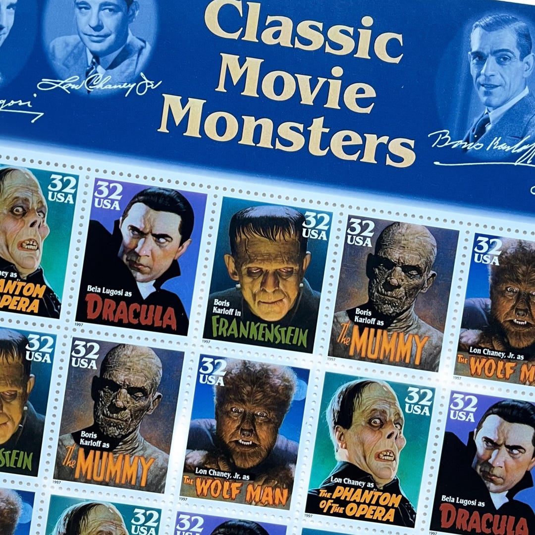 Classic Movie Monsters 32c Vintage 1997 US Postage Stamps: Useable Full ...