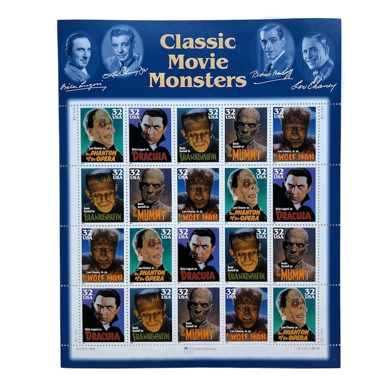 Classic Movie Monsters 32c Vintage 1997 US Postage Stamps: Useable Full ...