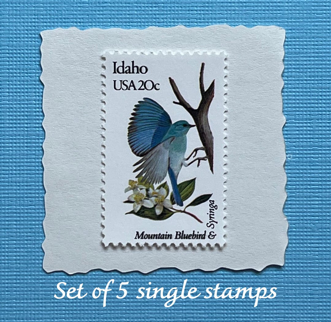 Vintage 1982 20c Postage Stamps: Idaho Bluebird+syringa, Set of 5 - Etsy