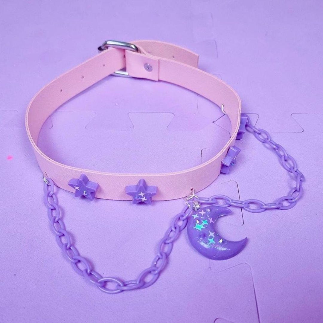 Kawaii Moon Star Choker Pink Purple - Etsy