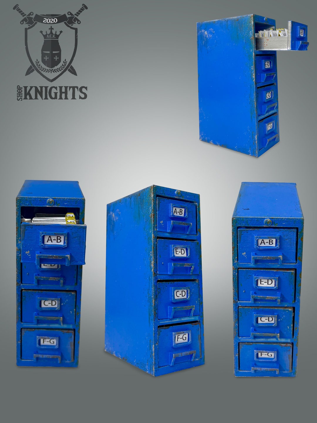1:18 Scale / Handmade / Miniature / 4 Drawer / Filing Cabinet / With ...