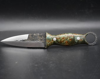 Stabilized Scottish Bog Oak / Scottish Elm Burr Hand Forged Sgian Dubh ...