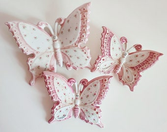 Set of 3 Ceramic Butterflies Wall Art, Decorative Butterfly, Handmade ...