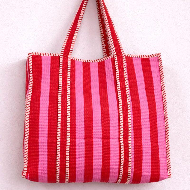 Pink Stripes Tote Bags - Etsy