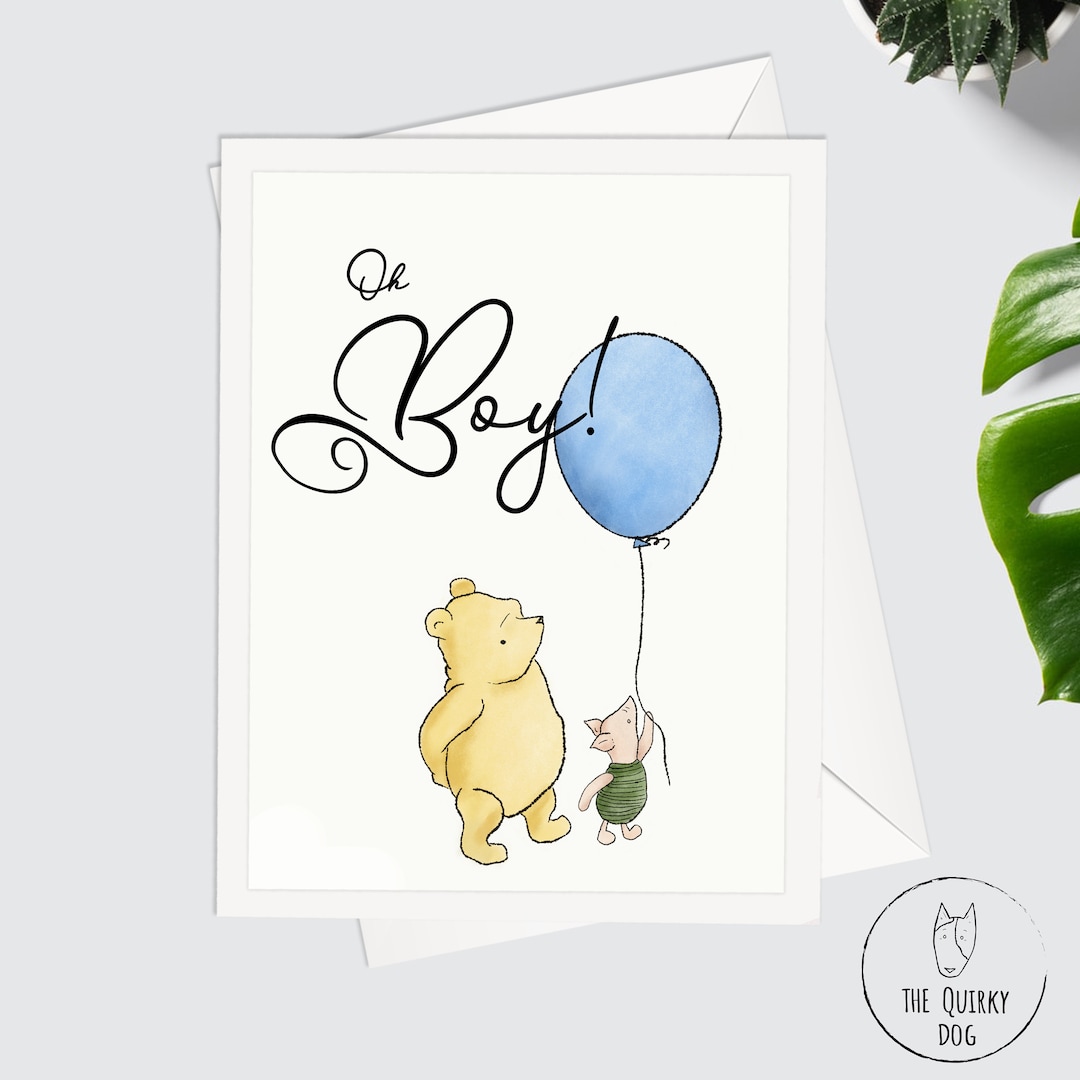 Winnie the Pooh Card, New Baby Boy Greeting Card, Pregnant ...