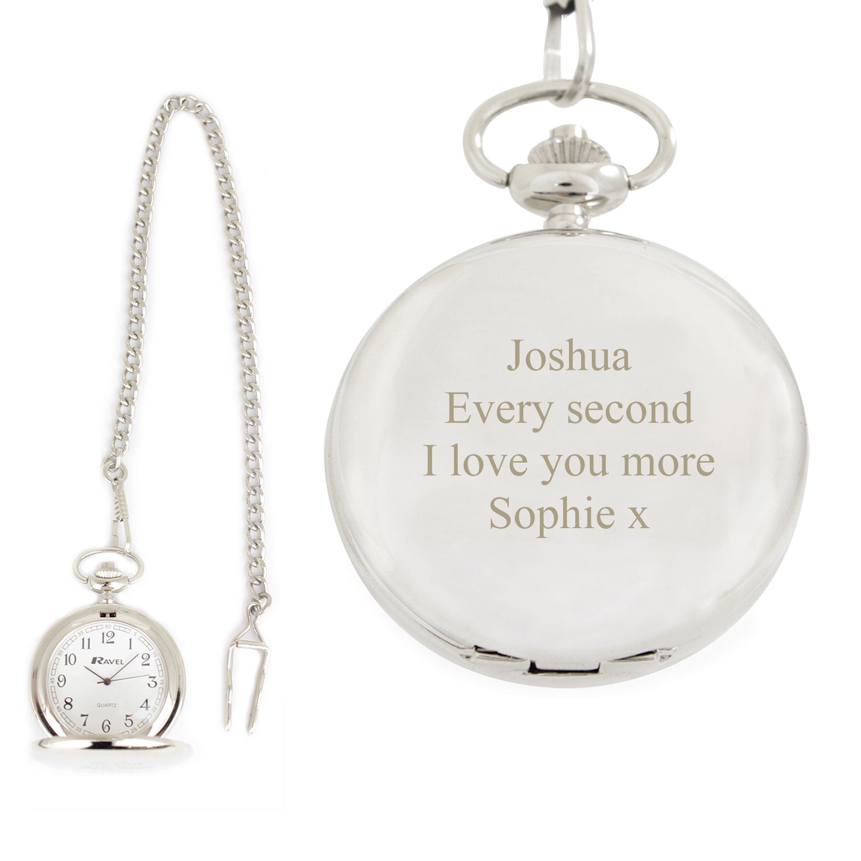 Personalised Fob Watch Waistcoat Pocket Watch Watch on Chain Silver ...