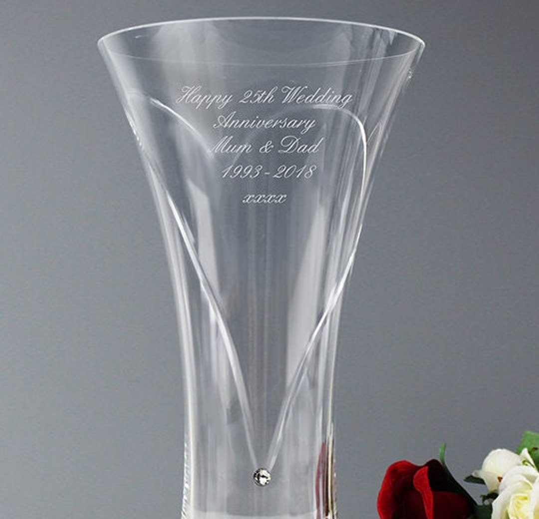 Personalised Crystal Glass Vase in Gift Box Hearts & Crystal - Etsy UK
