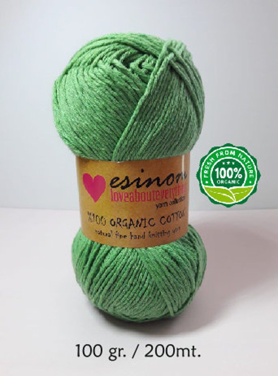 Organic Cotton Yarn, 100 Gr - 200 Mt, Organic Cotton Knitting Yarn ...