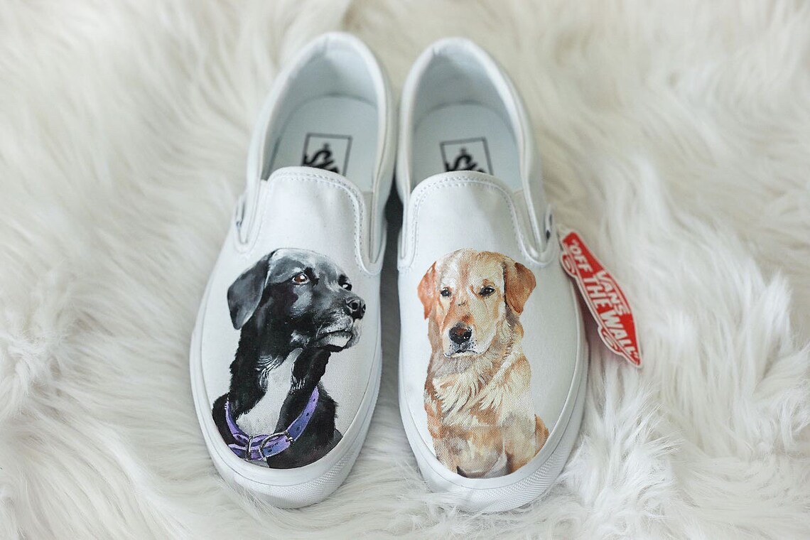 Handpainted Custom Pet Portrait Vans (two Pets) - Etsy