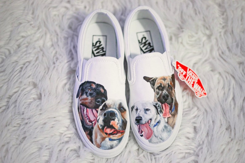 Four Pets handpainted Custom Pet Portrait Vans | Etsy