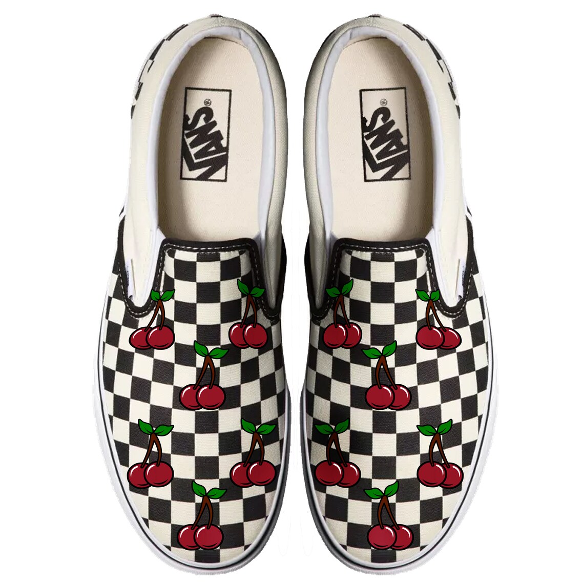 Handpainted Cherry Vans Checkered | Etsy