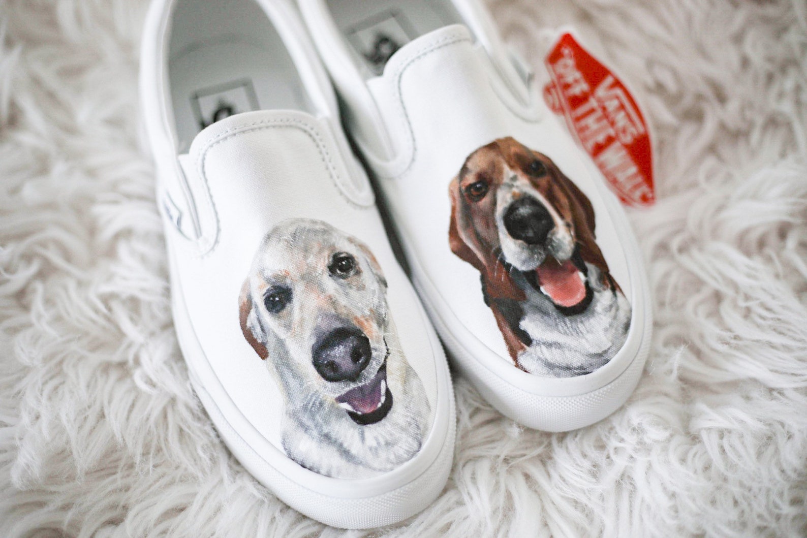 Handpainted Custom Pet Portrait Vans two Pets | Etsy