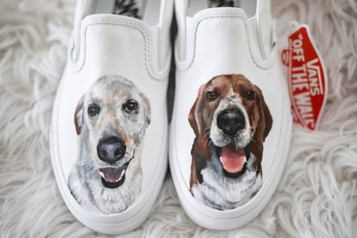 Handpainted Custom Pet Portrait Vans (two Pets) - Etsy