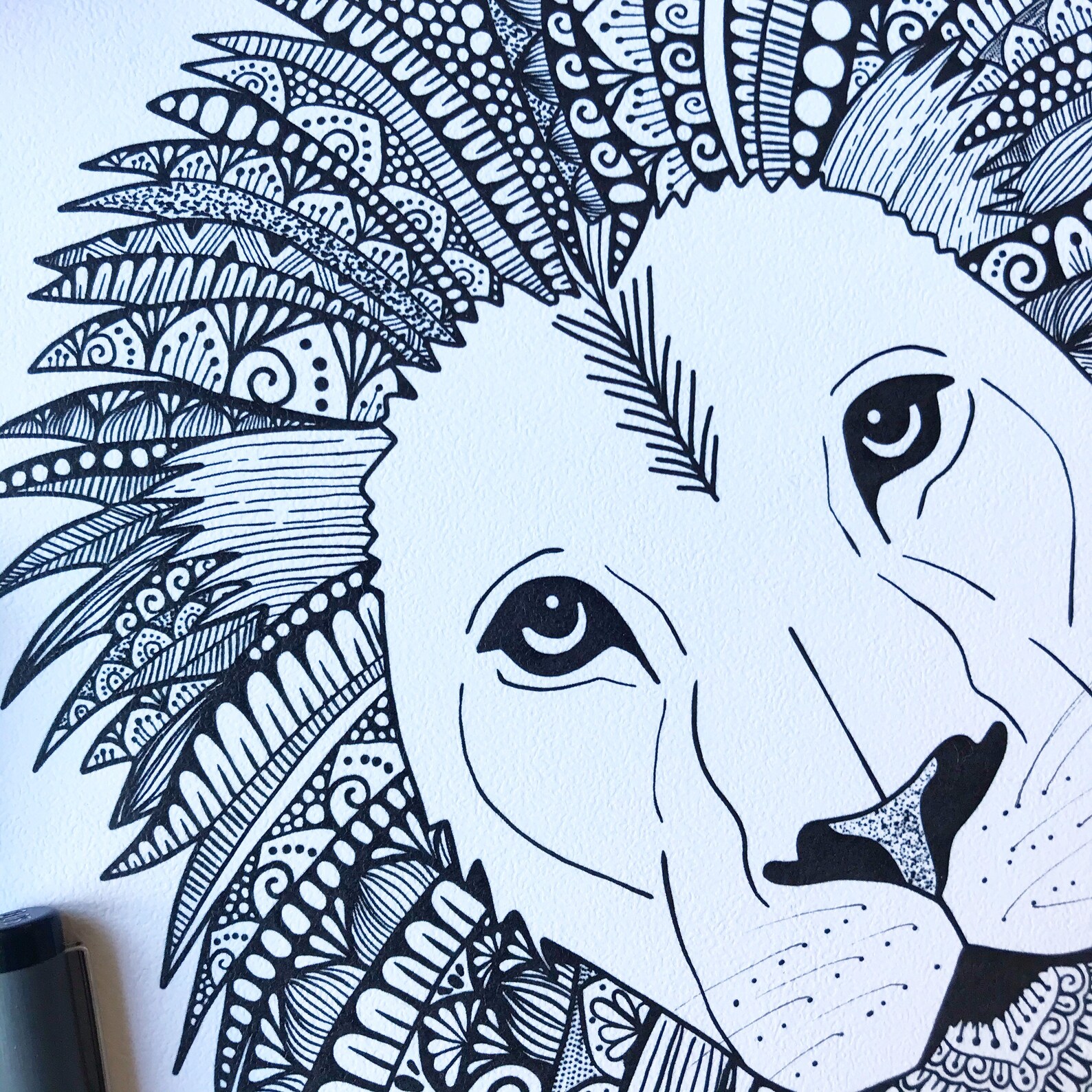 Zentangle lion print zentangle lion art print wall decor | Etsy