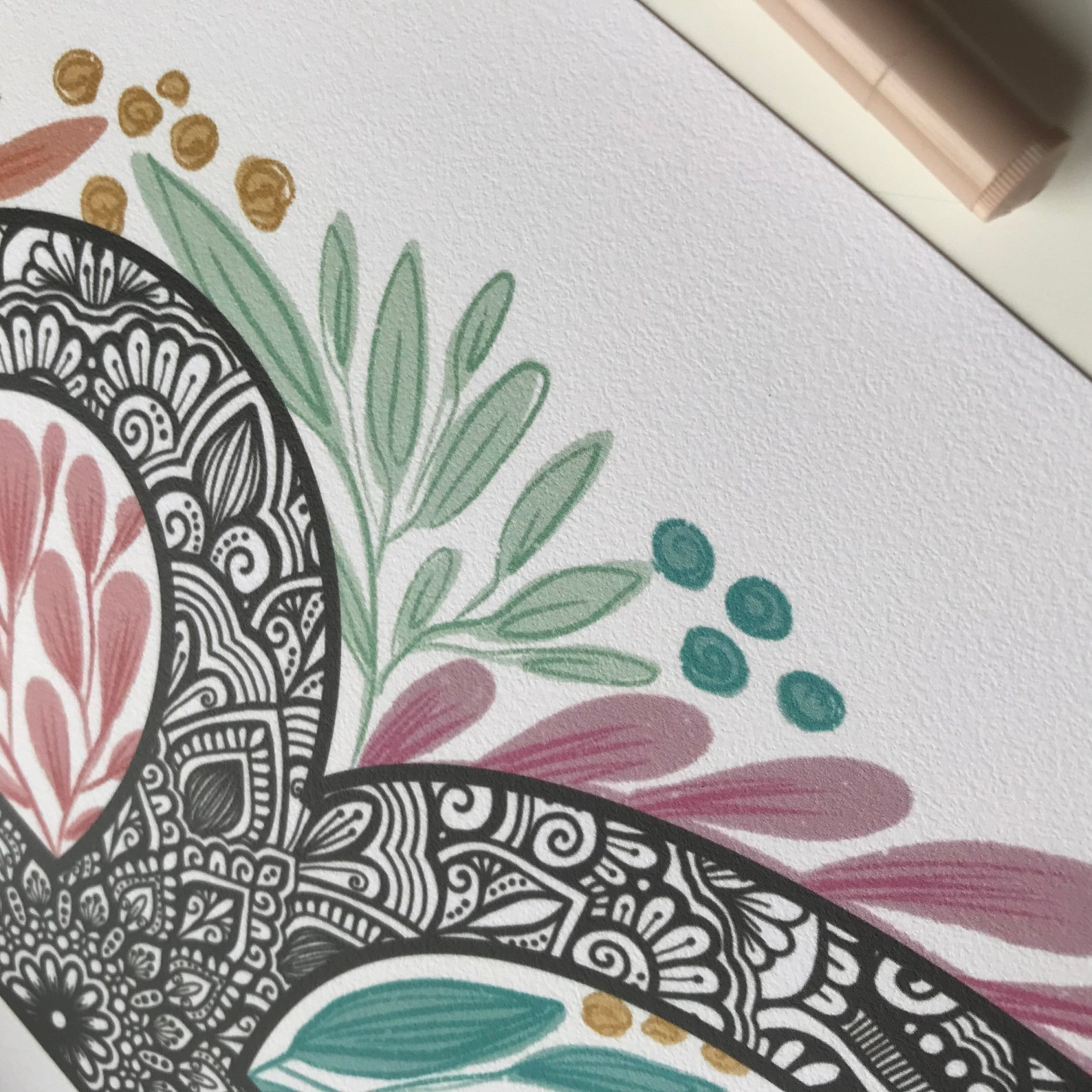 Mandala R letter with plant doodle | Etsy