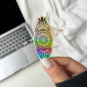 Horizontal Holographic Mandala Sticker - Holographic Waterproof ...