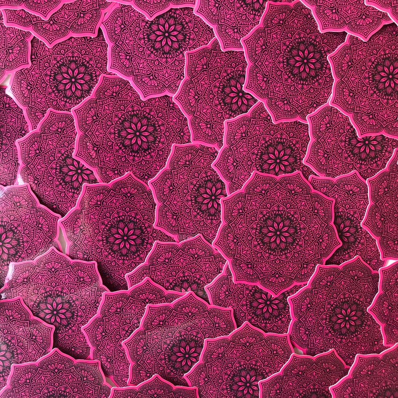 Magenta Mandala Waterproof Sticker - Etsy
